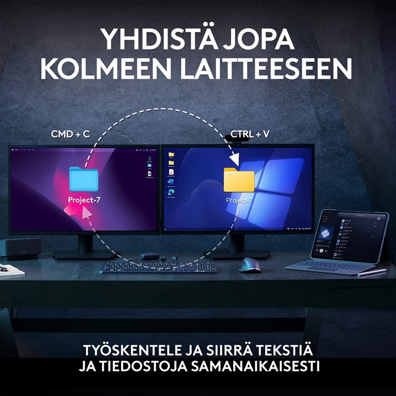 Logitech MX Keys S Combo -näppäimistö ja hiiri rannetuella ...