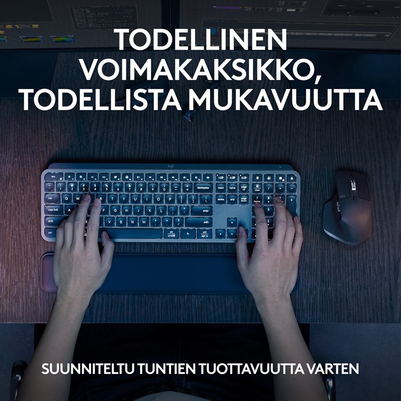Logitech MX Keys S Combo -näppäimistö ja hiiri rannetuella ...