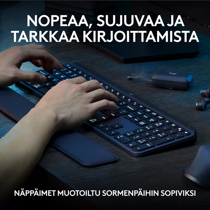 Logitech MX Keys S Combo -näppäimistö ja hiiri rannetuella ...