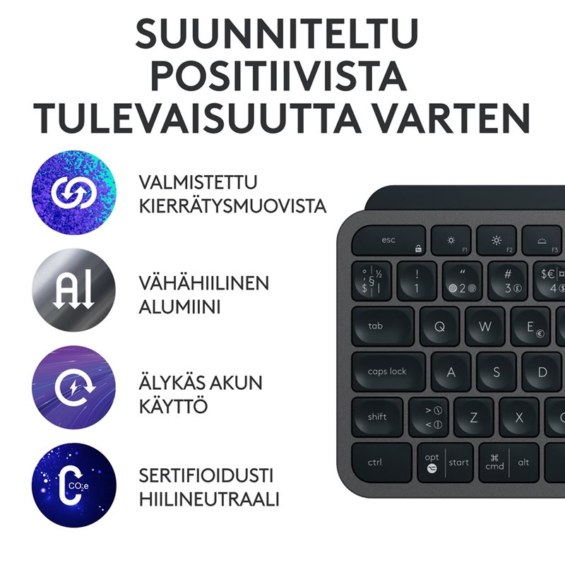 Logitech MX Keys S Combo -näppäimistö ja hiiri rannetuella ...