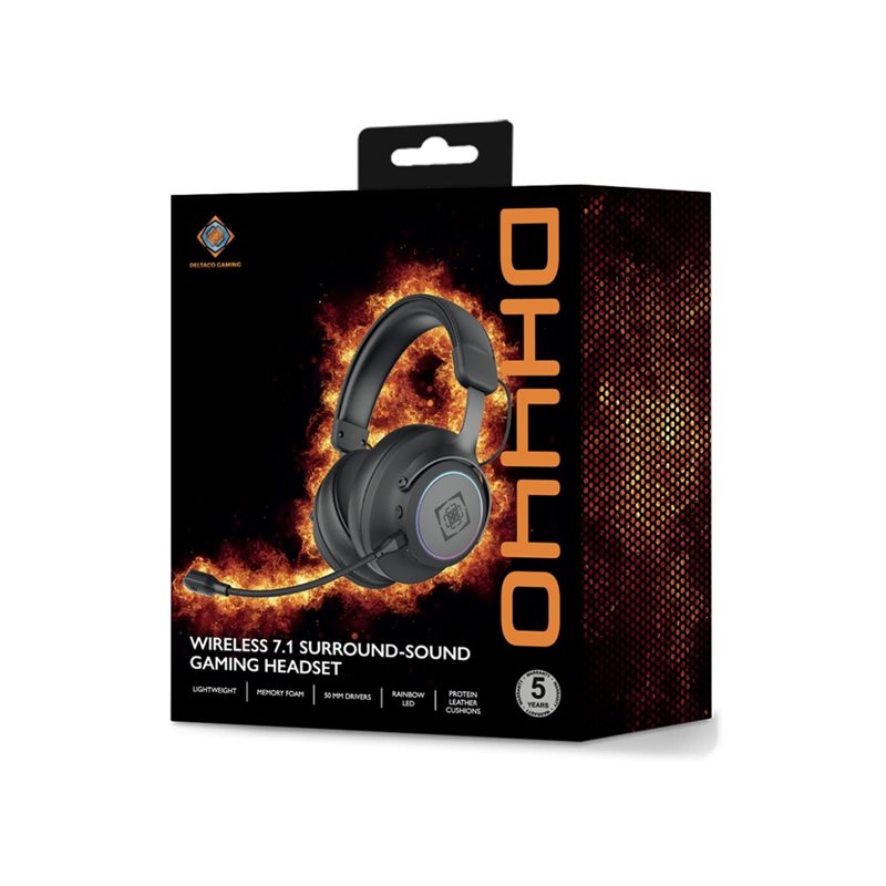 Deltaco Gaming DH440, langattomat USB-pelikuulokkeet, joissa on 7.1 ...